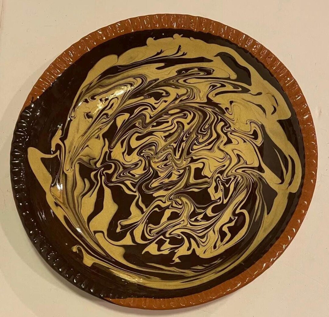 Colonial Williamsburg Redware Pottery Dish Pie Plate 11" Vtg Coggled ...