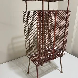 Mid Century Modern Side Table Phone Stand Metal Mesh Retro 1960's ...