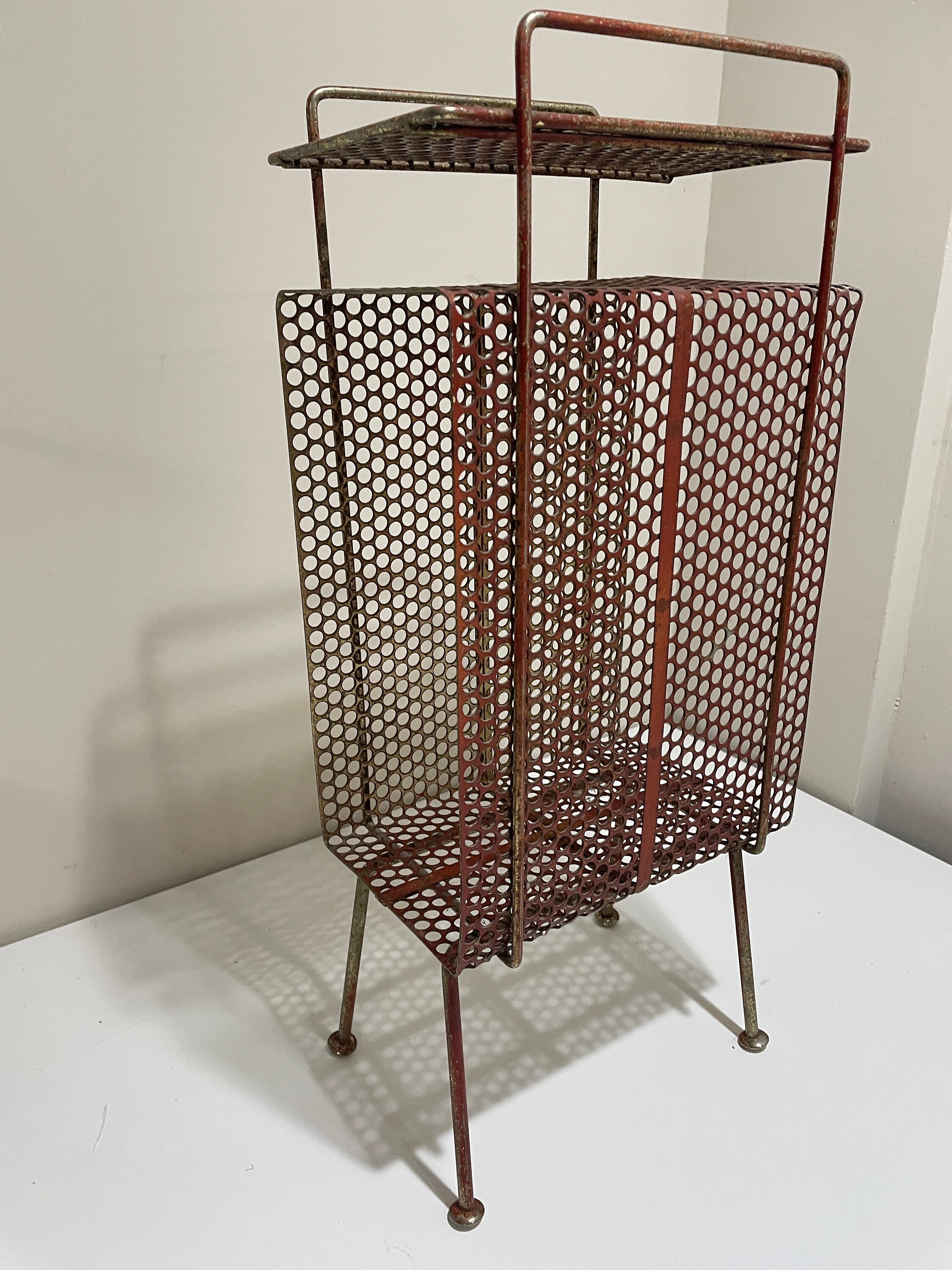 Mid Century Modern Side Table Phone Stand Metal Mesh Retro 1960's ...