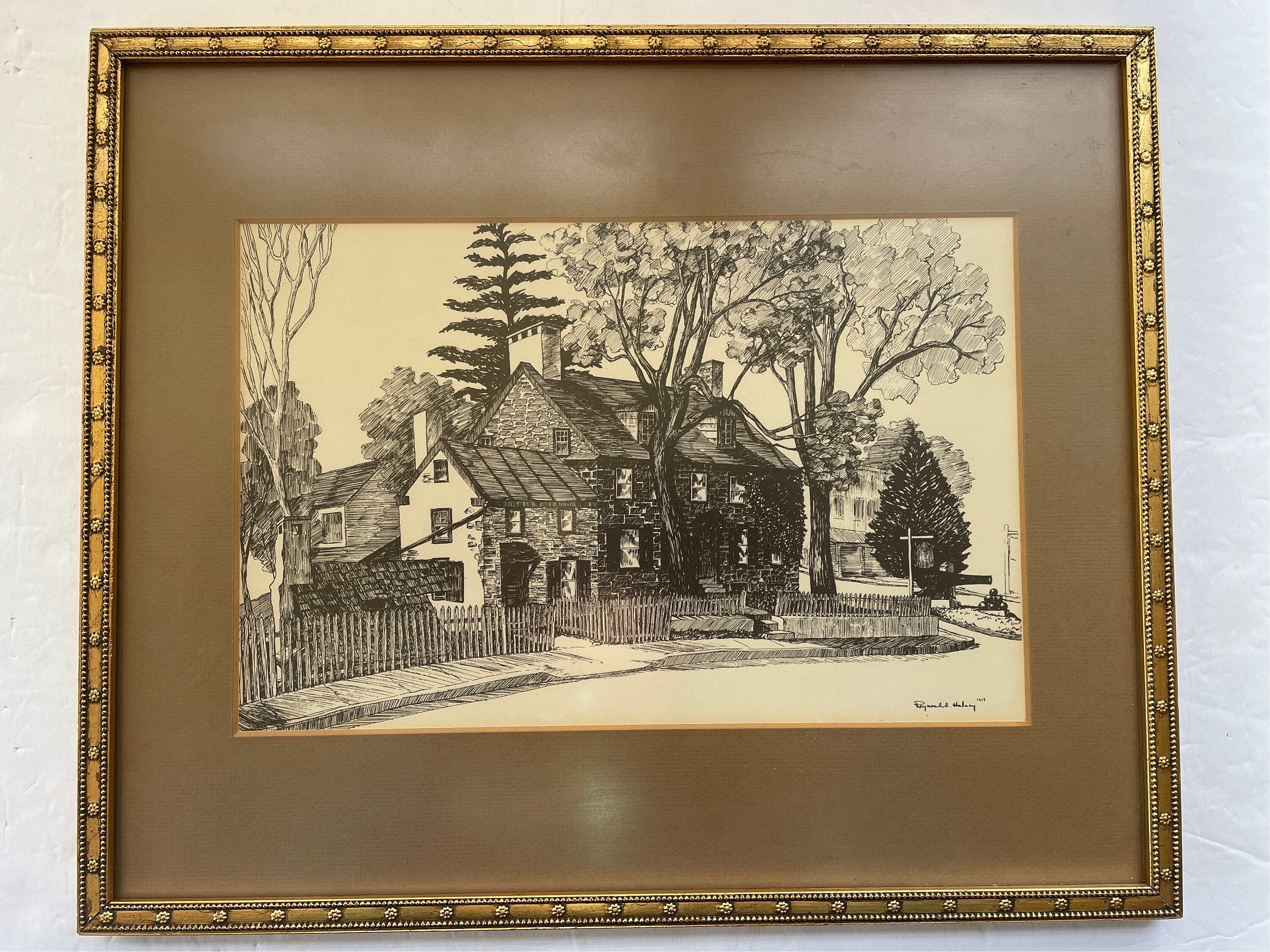 Raymond E Halacy Pen & Ink Drawings Bucks County New Hope PA Set of 2 ...