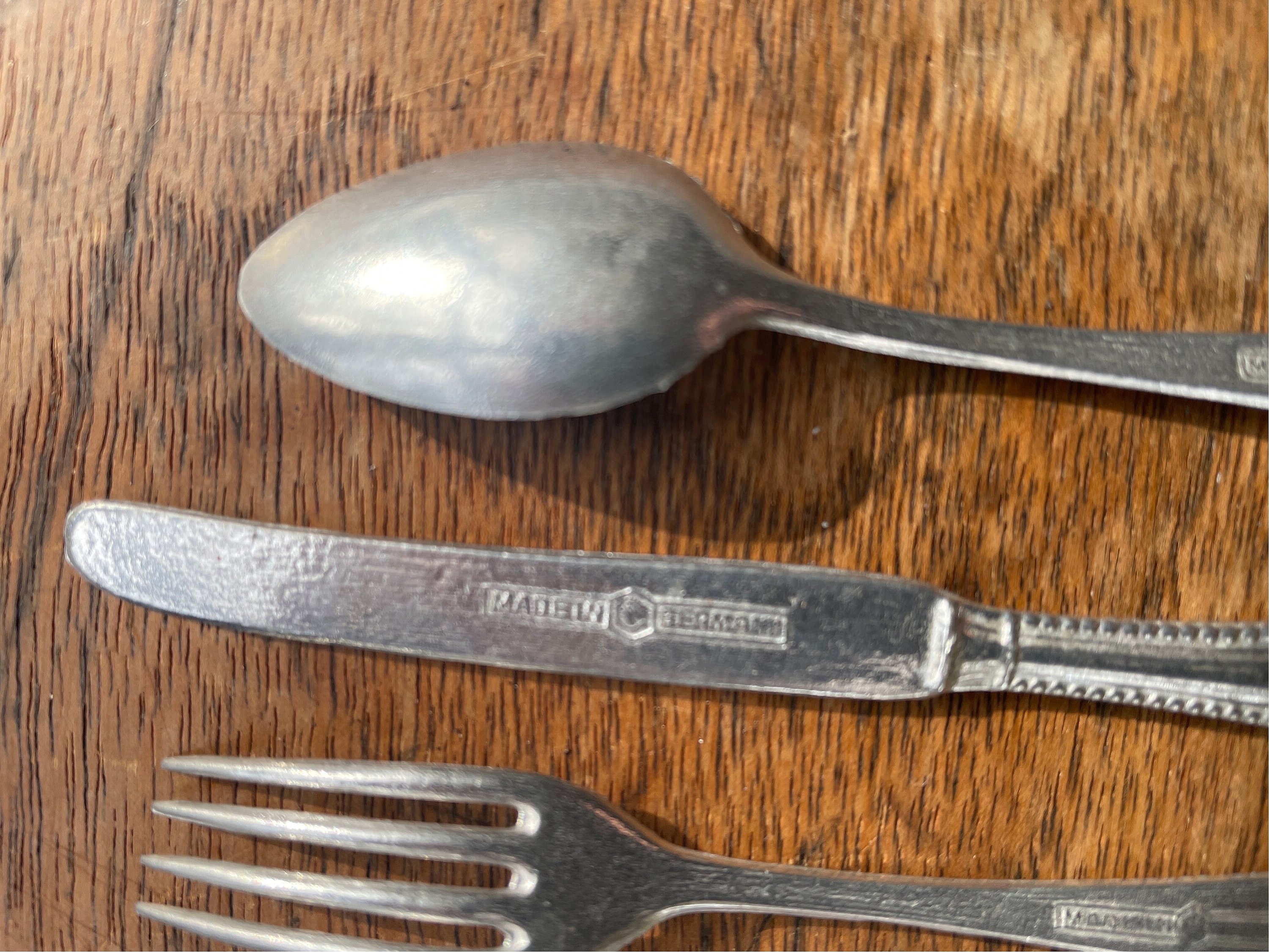 Vintage Miniature Toy Doll Utensils Metal Silverware Set of 6 Made in ...