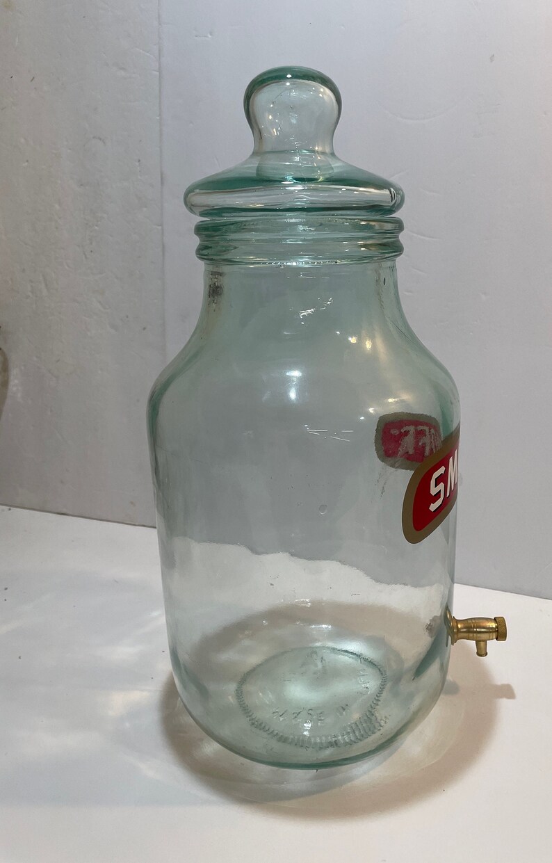 Vintage Smirnoff Vodka Infusion Decanter Dispenser Jar Green Glass ...