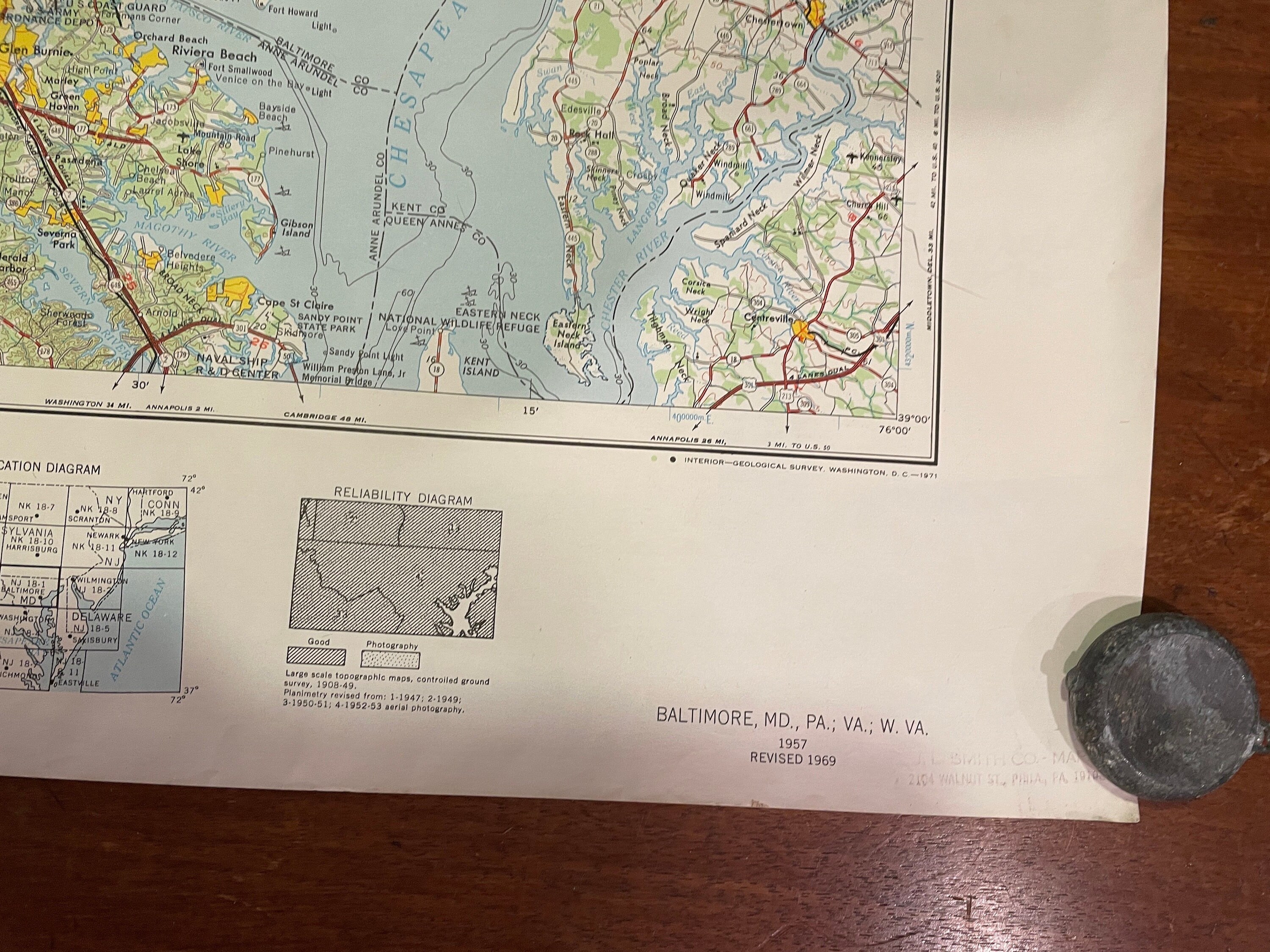Vintage Baltimore MD Map 1957 Ed USGS Hagerstown Md Revised 1969 ...