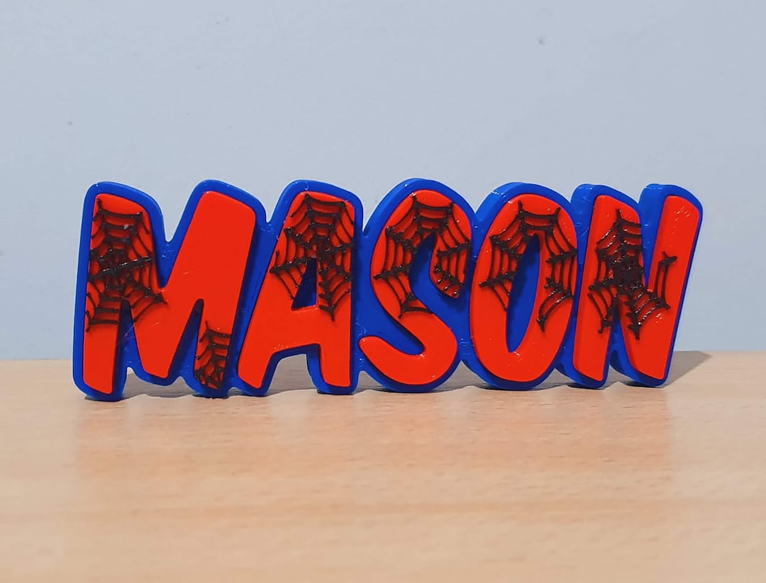Personalised Spider Hero Inspired Name Sign, Custom 3D Nameplate, Super ...