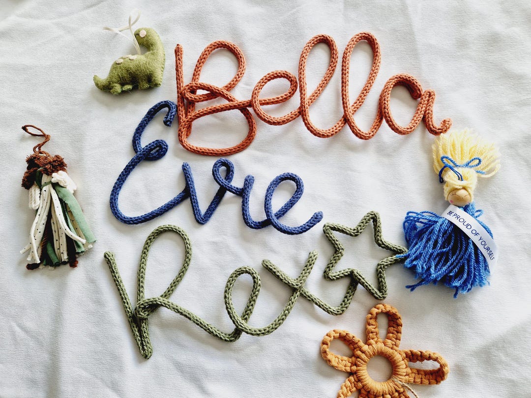 Knitted Name Sign L Name Sign L Kids Room Decor L Children's Room L ...