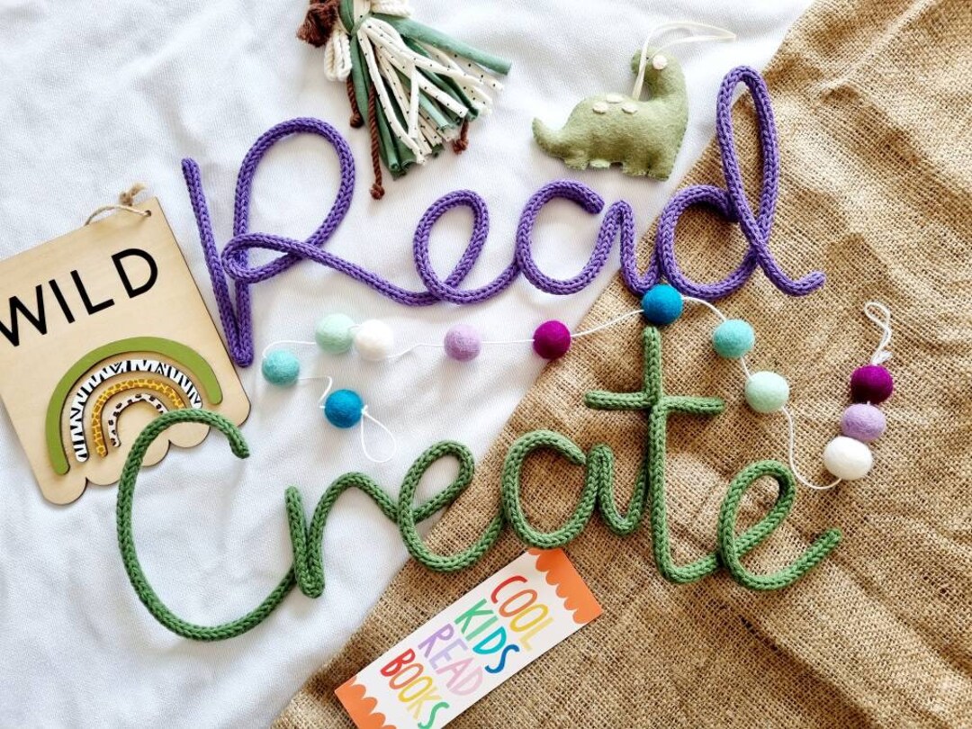 Knitted Word Sign | Customisable Words | Wire Word Signs | Play Sign ...