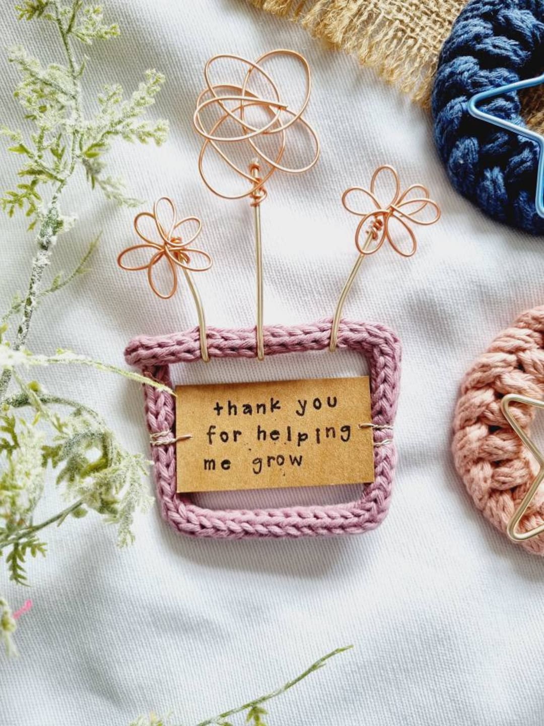 Teacher Gift L Thank You Gift L Thank You for Helping Me Grow L Wire ...
