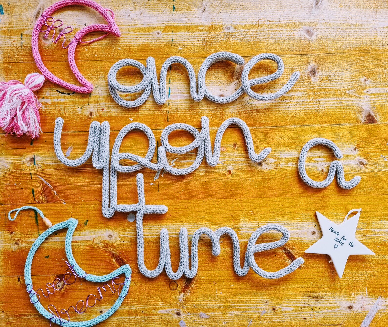 Once Upon a Time Knitted Wire Sign Reading Corner Sign | Etsy