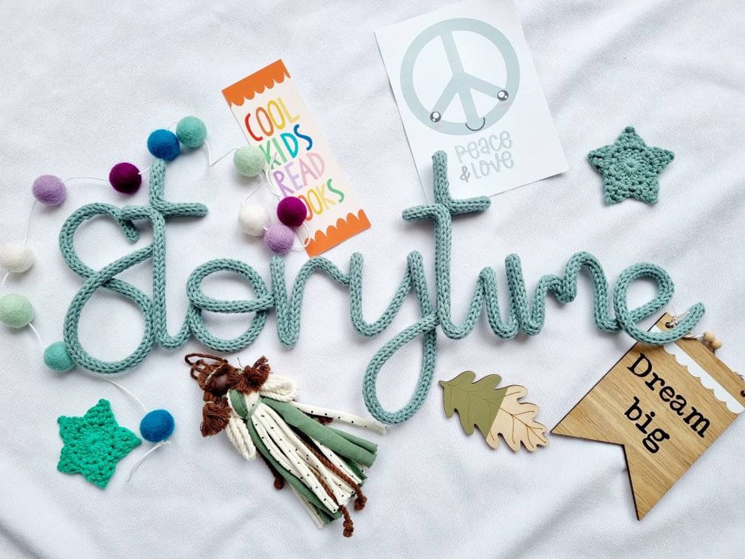 Storytime Knitted Wire Sign | Reading Corner Sign | Reading Wall ...