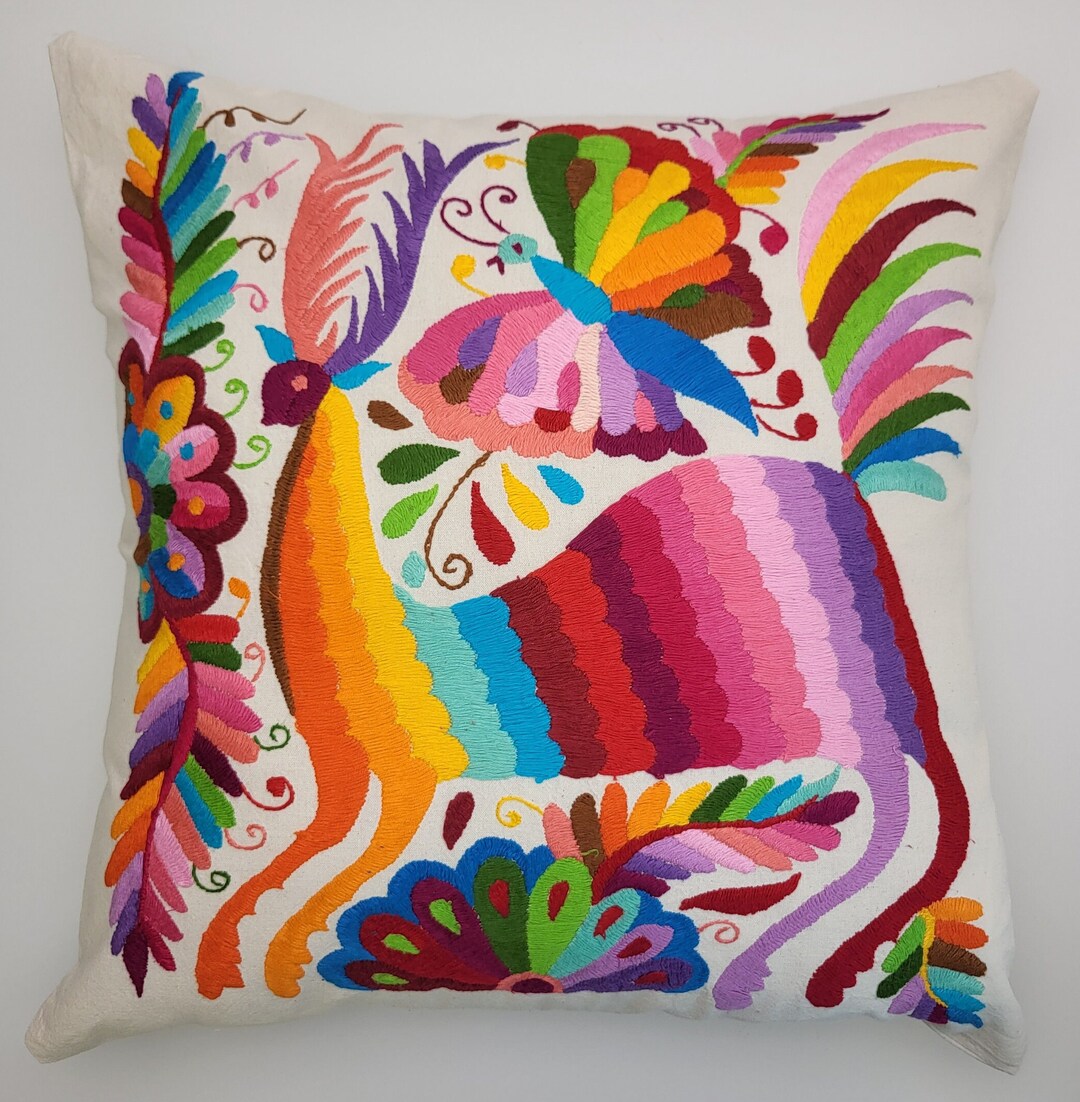 Mexican Hand Embroidered Pillow Cover Otomi Pillow Cover - Etsy