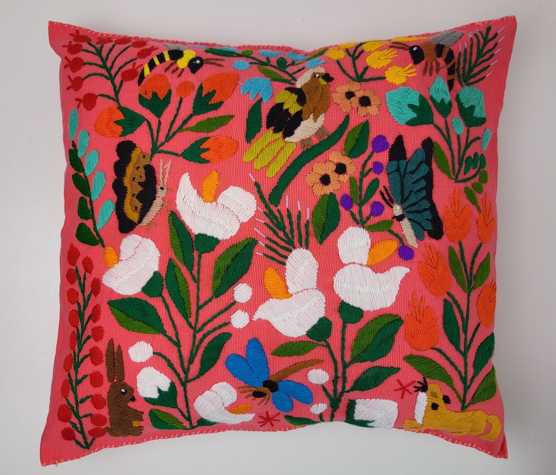 Mexican Hand Embroidered Cushion Cover Animal Pattern Cushion - Etsy