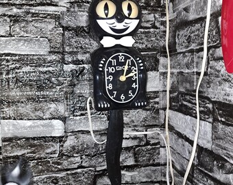 Kit Cat Clock 1960s Electric 110v. Restored. Jeweled Avacado Colored ...