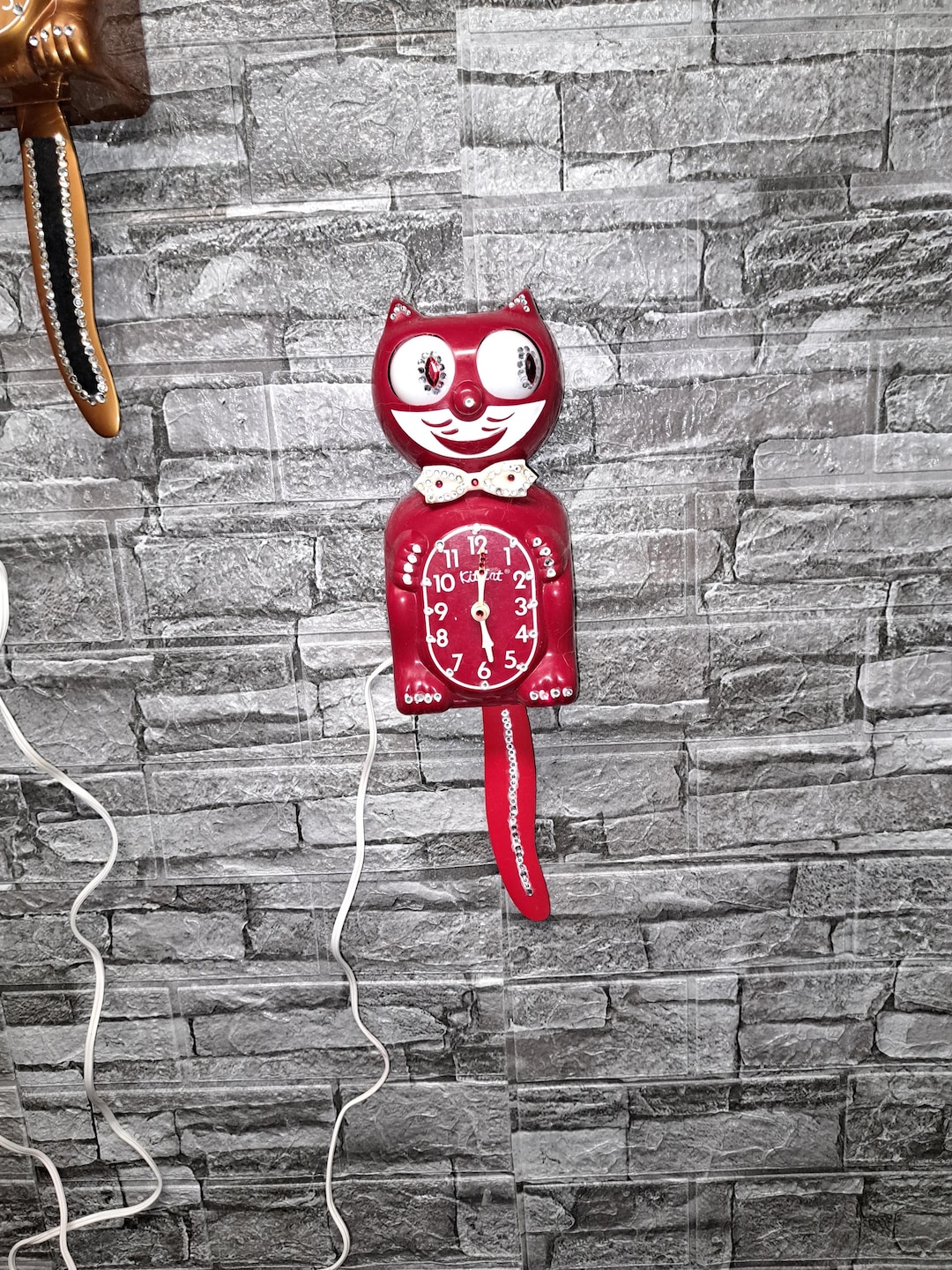 KIT CAT CLOCK Model D8 1985 Electric Red Jeweled Refurbished - Etsy