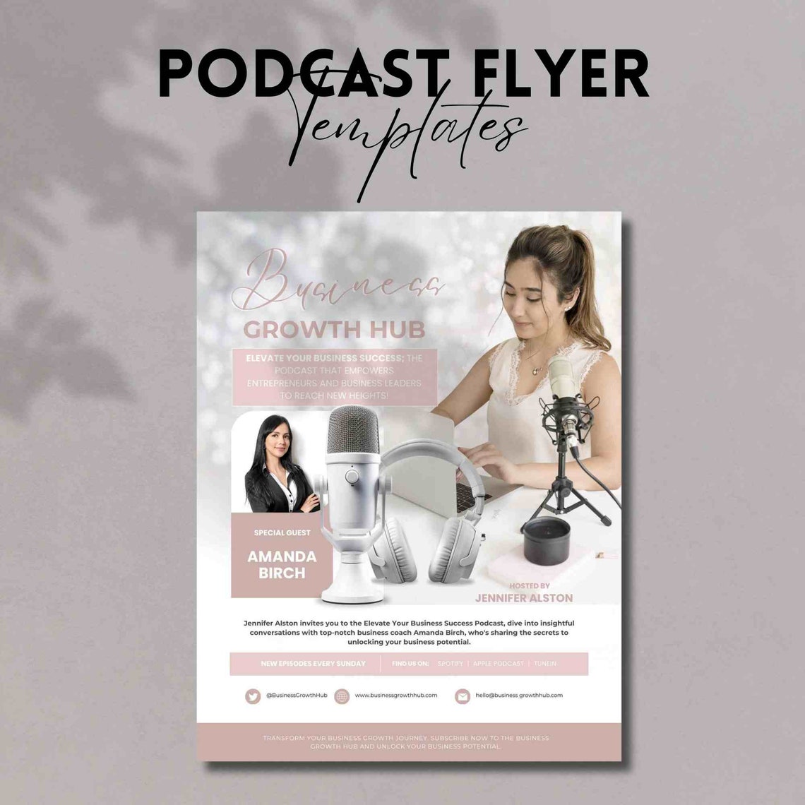 3 Feminine Podcast Flyer Templates, Editable Podcast Template, Flyer ...