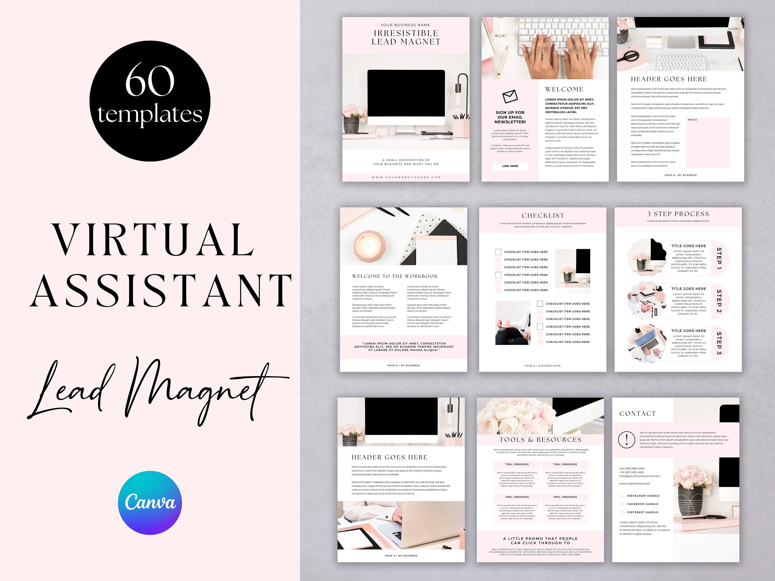 Canva Virtual Assistant Lead Magnet Template Blush Pink, - MGB15 - Etsy