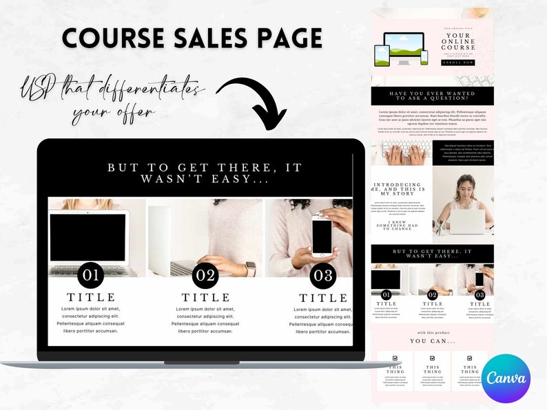 Course Sales Page Canva Template, Sales Page for Online Course, Course ...