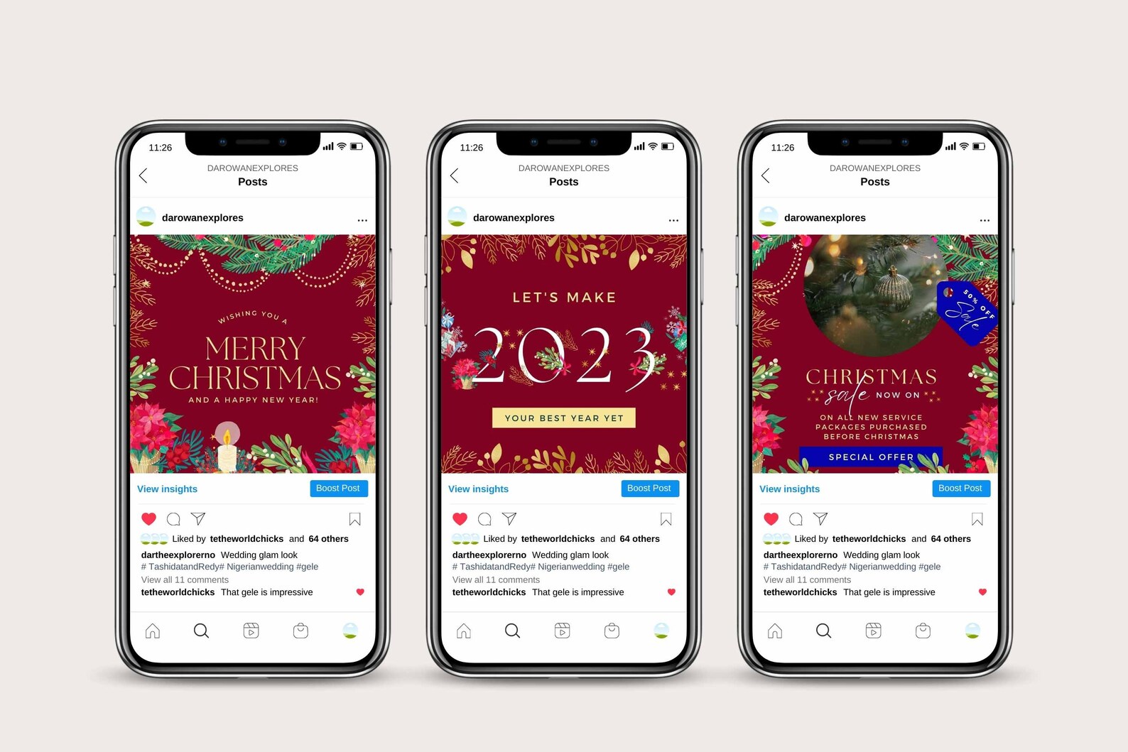 40 Christmas Instagram Post Templates, Canva Instagram Templates for ...