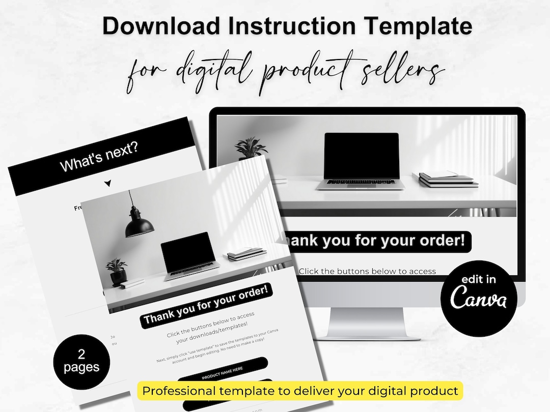 MINIMALIST Digital Products Template, Download Instruction Template for ...