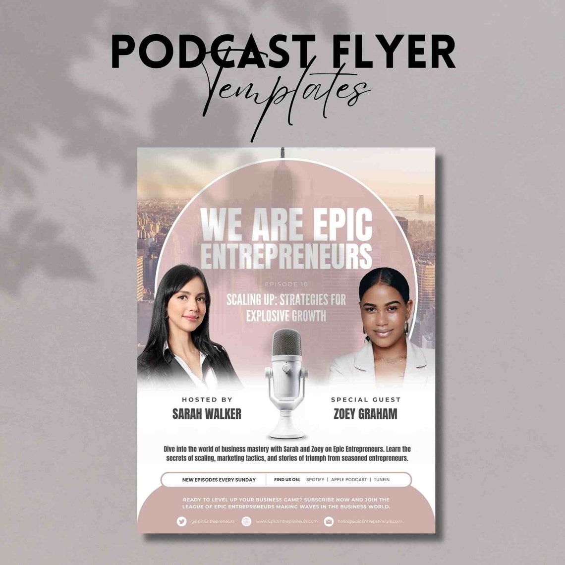 3 Feminine Podcast Flyer Templates, Editable Podcast Template, Flyer ...