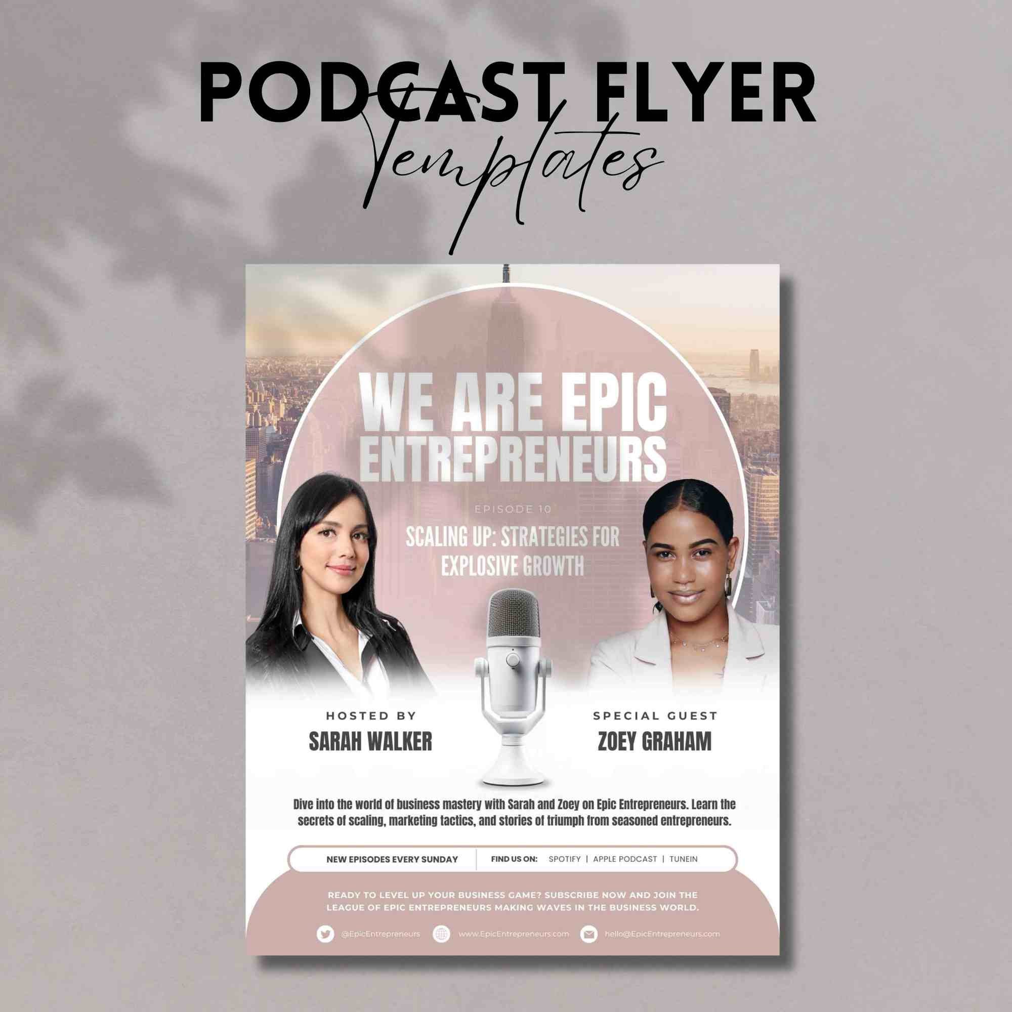 3 Feminine Podcast Flyer Templates, Editable Podcast Template, Flyer ...