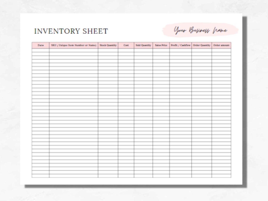 Small Business Inventory Sheet, Inventory Tracker, Product Inventory ...