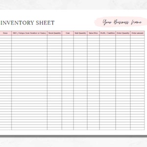 Small Business Inventory Sheet, Inventory Tracker, Product Inventory ...