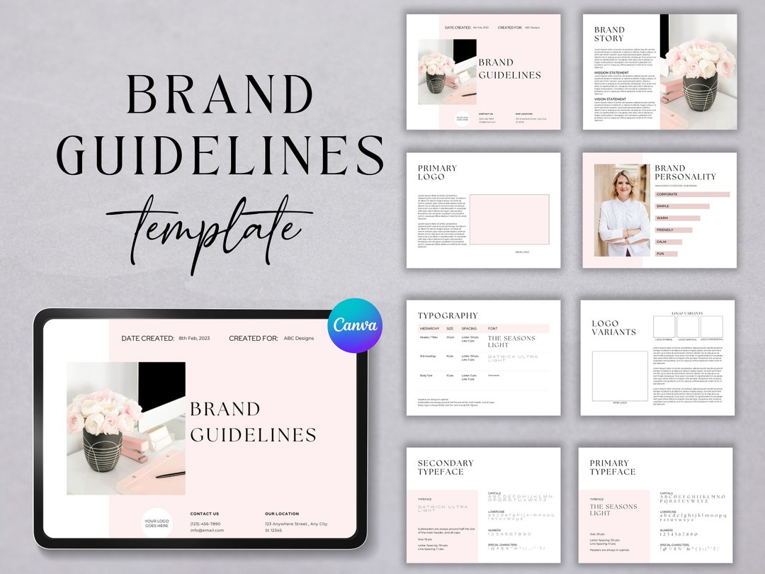 Canva Brand Guidelines Template Blush Pink, Brand Stategy Template ...