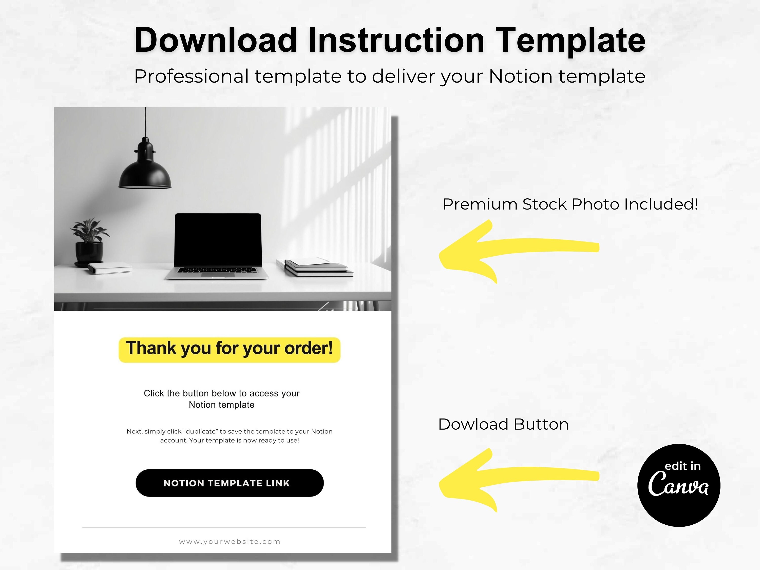 Digital Products Template, Notion Template Delivery Instructions Pdf ...
