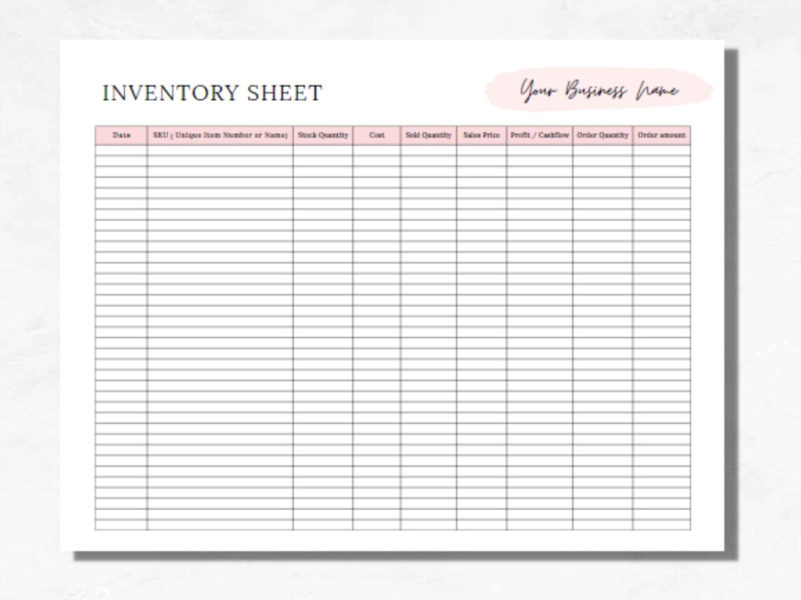 Small Business Inventory Sheet, Inventory Tracker, Product Inventory ...