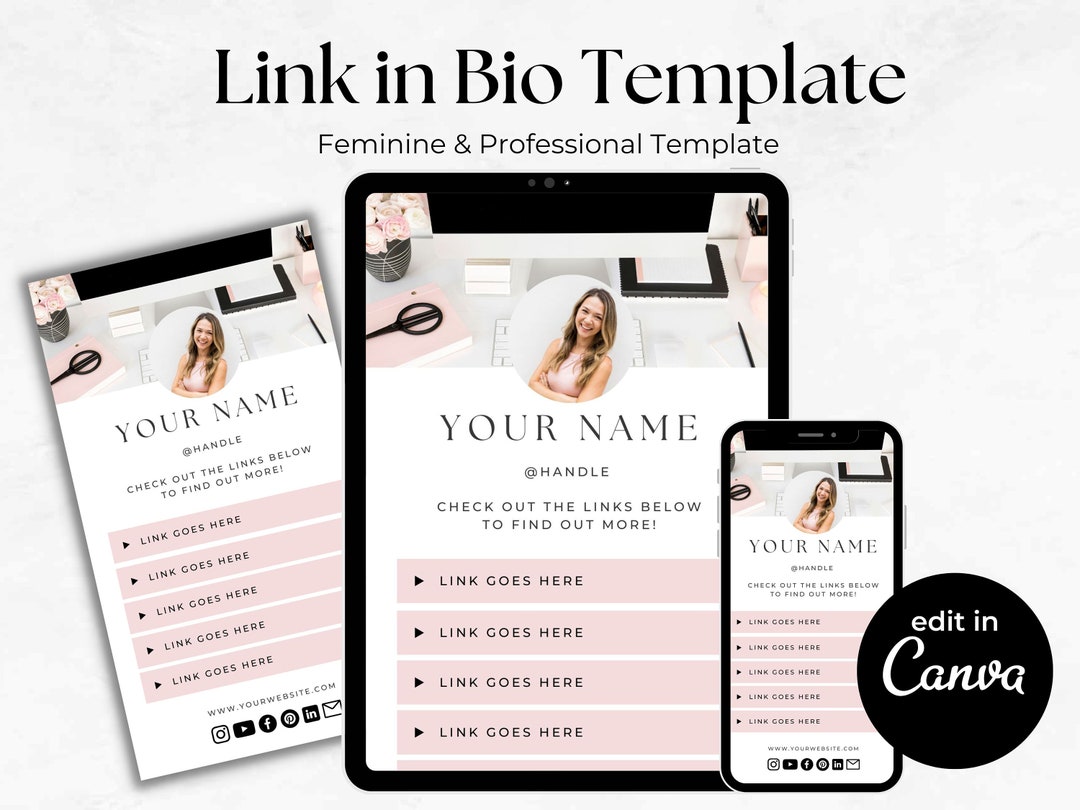 Instagram Link in Bio Templates Canva, Landing Page, Instagram Linktree ...