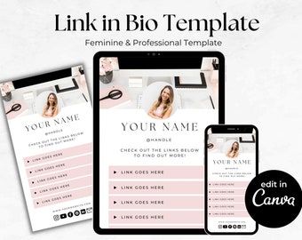 Instagram Link in Bio Template Canva, Instagram Landing Page, Canva Bio Link Template, Tiktok ...