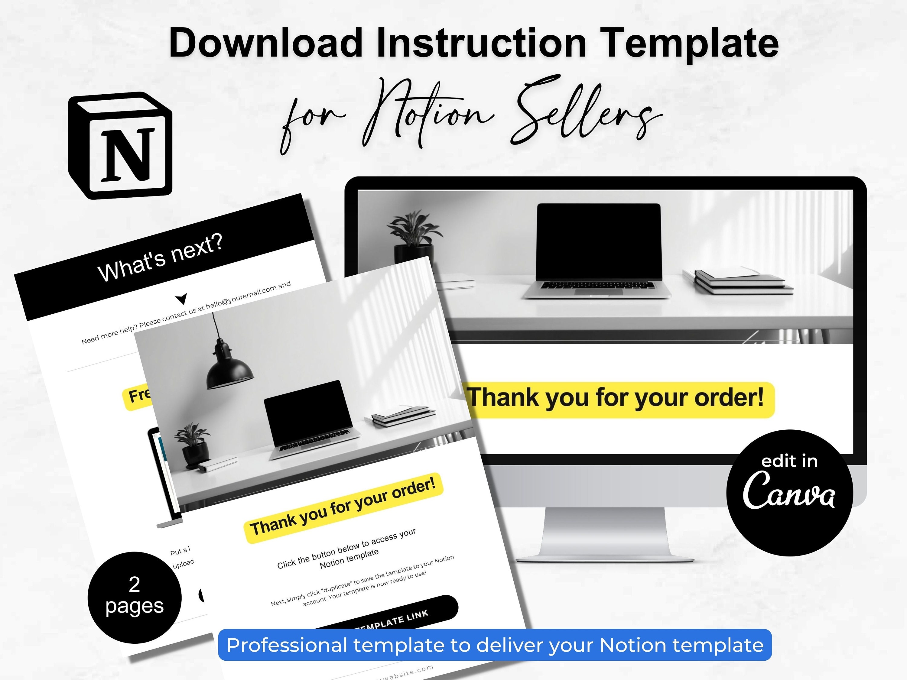 Digital Products Template, Notion Template Delivery Instructions Pdf ...