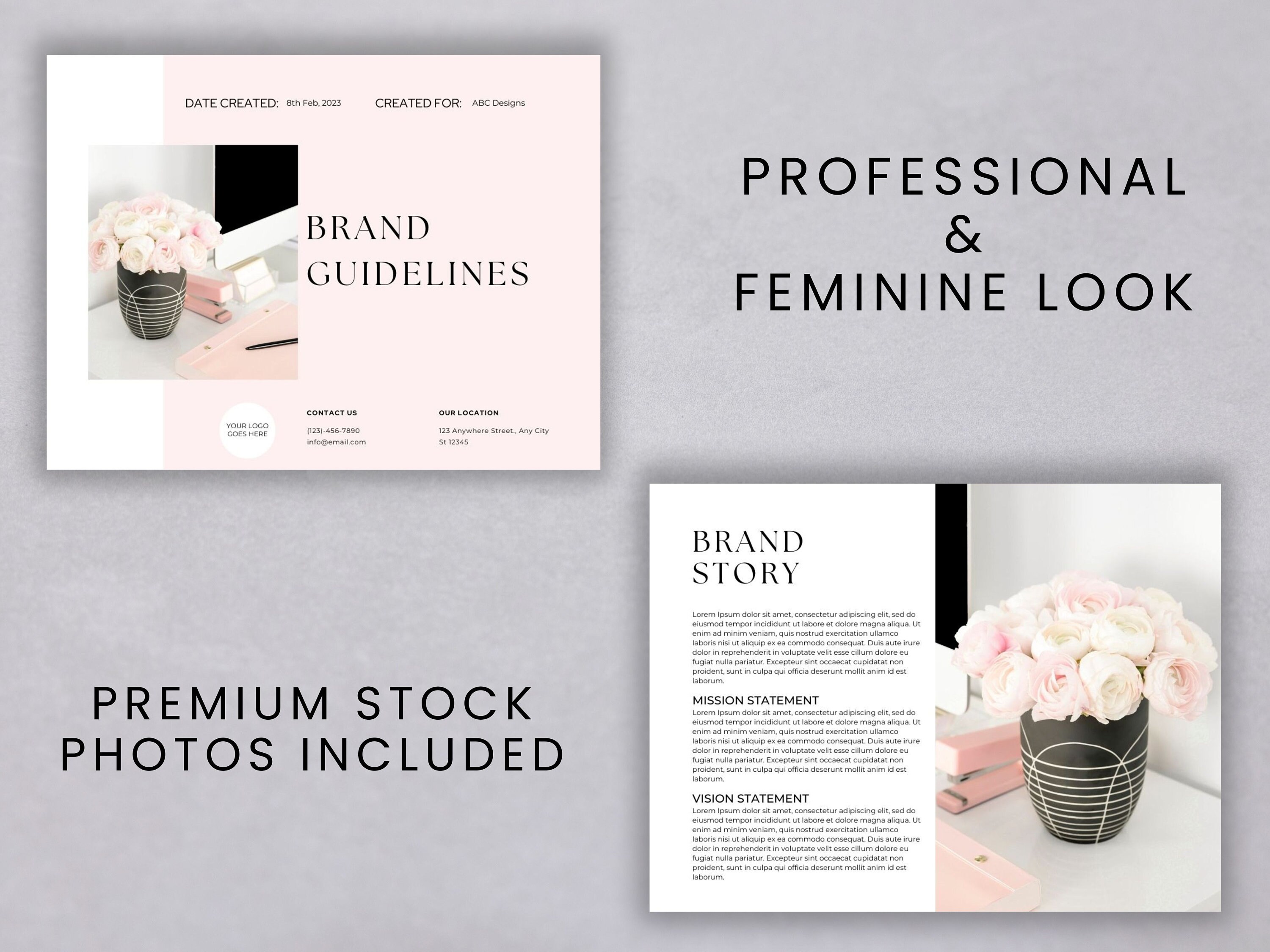 Canva Brand Guidelines Template Blush Pink, Brand Stategy Template ...