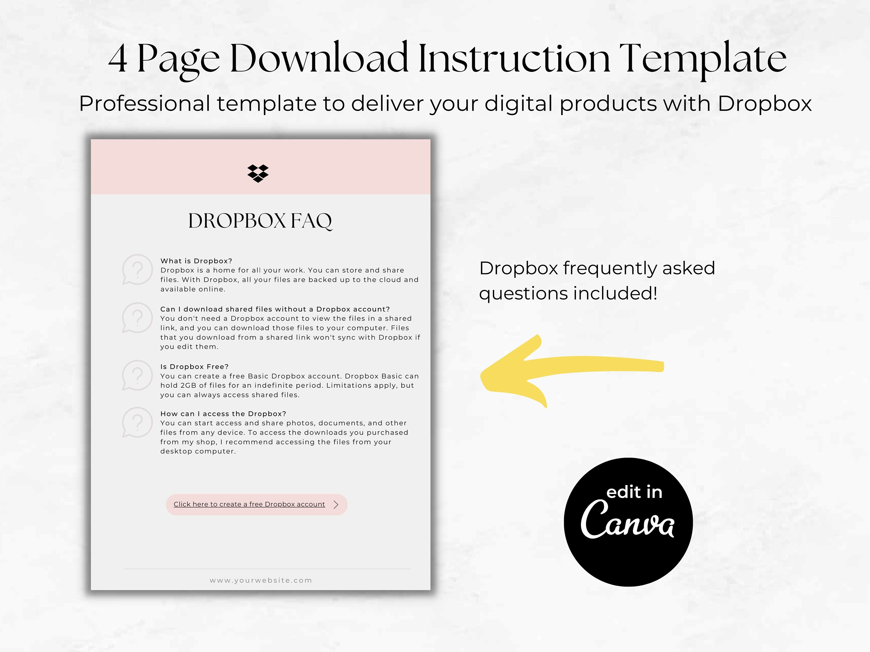 Canva Digital Products Template, DROPBOX Download Instruction Template ...