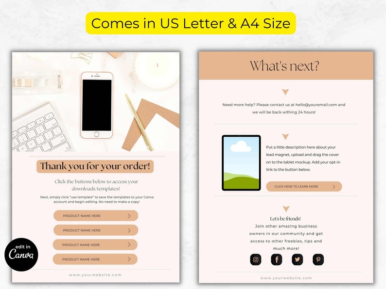 Canva Download Instructions Template, Etsy Digital Product Instructions ...
