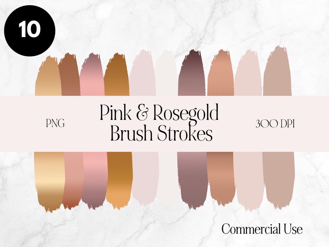 Rose Gold Metallic Brush Strokes PNG | Clipart - Etsy