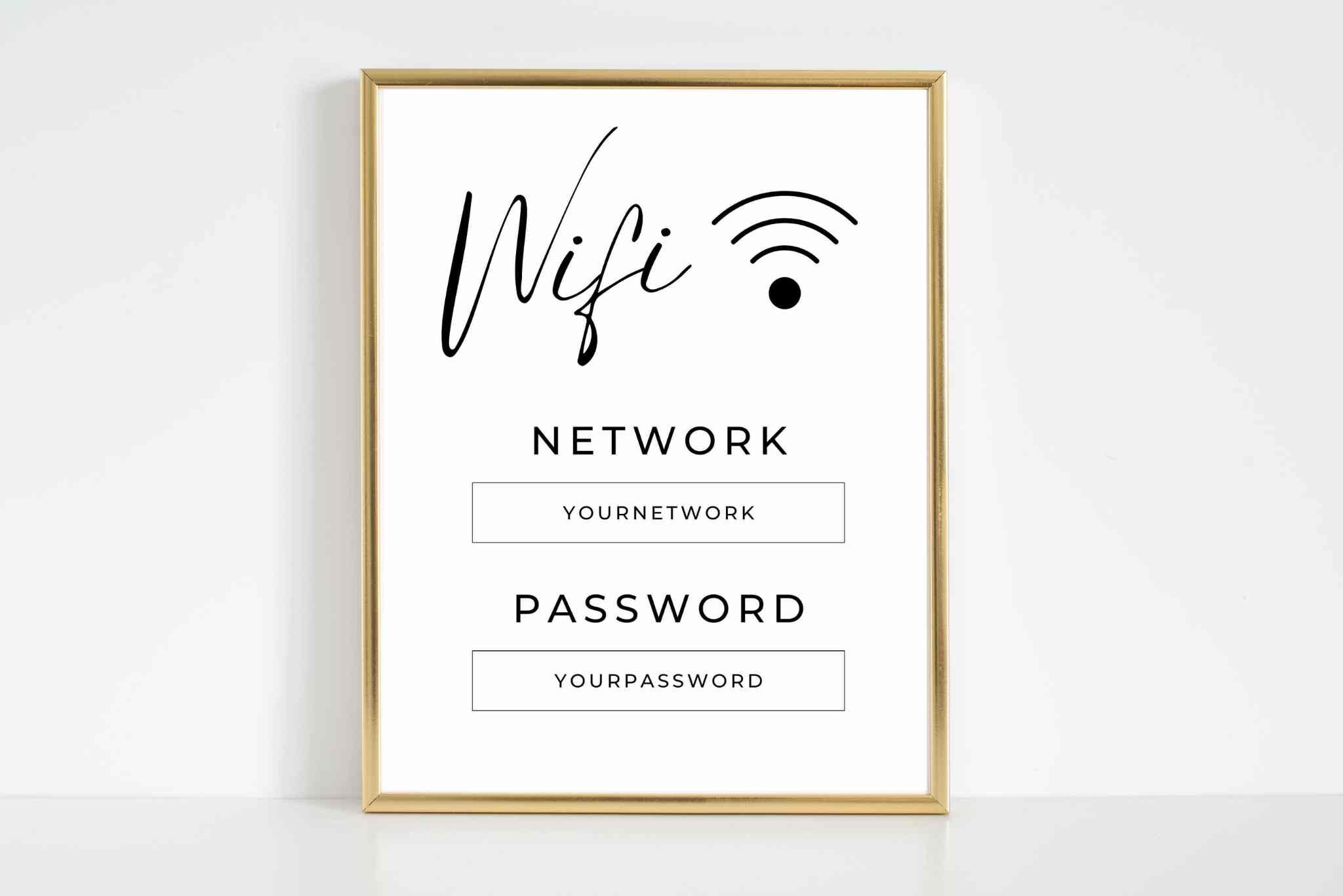 Minimlist Wifi Password Sign Template | Wifi Password Sign Printable ...