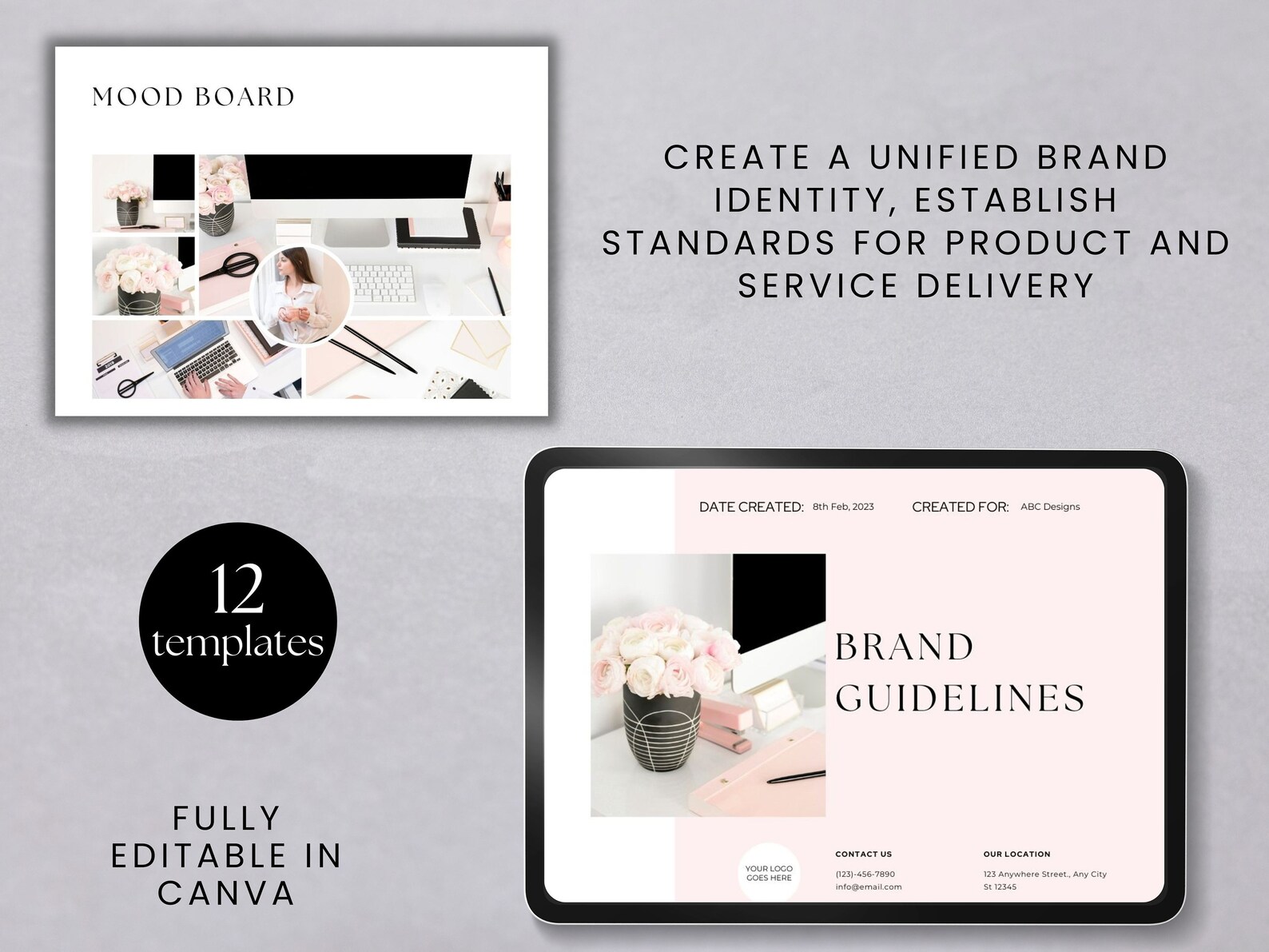 Canva Brand Guidelines Template Blush Pink, Brand Stategy Template ...