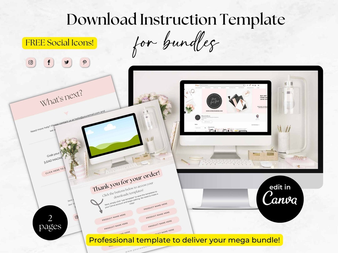 Digital Products Template BUNDLES, Download Instruction Template for ...