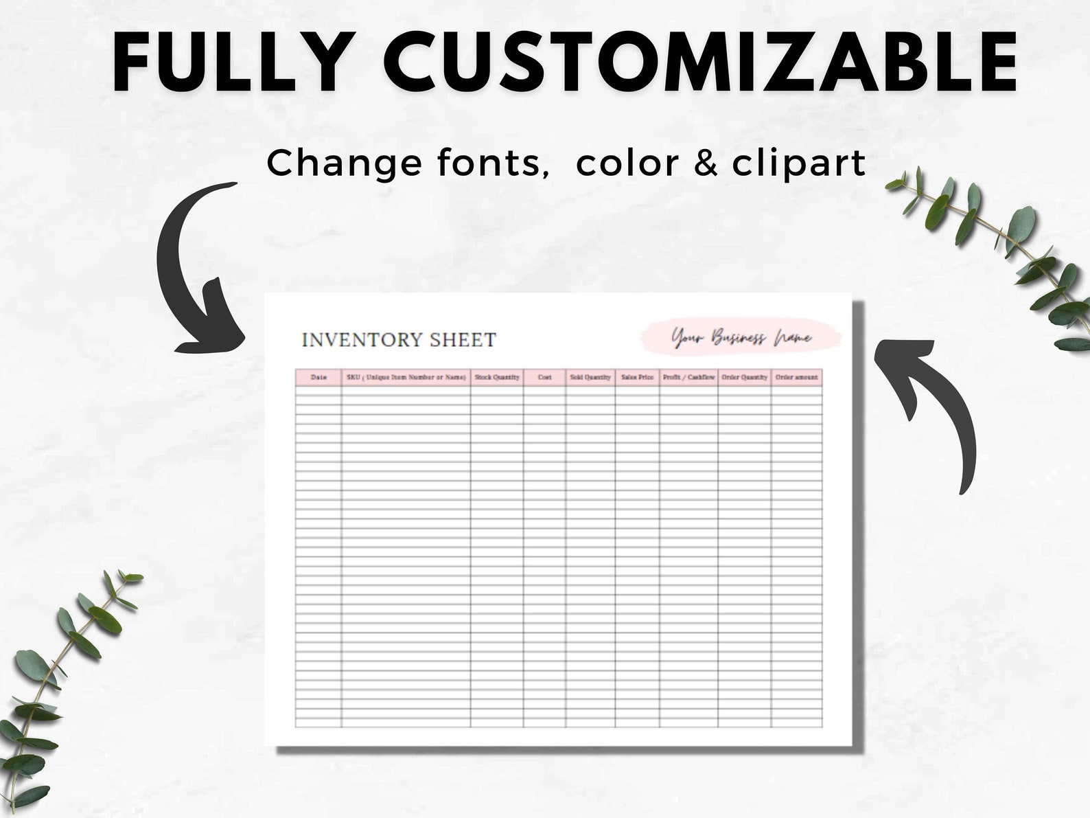 Small Business Inventory Sheet, Inventory Tracker, Product Inventory ...