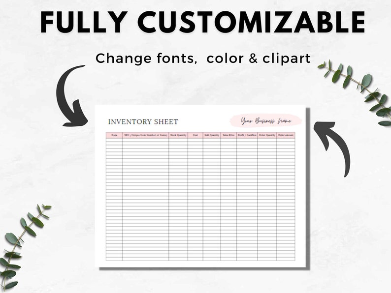 Small Business Inventory Sheet, Inventory Tracker, Product Inventory ...