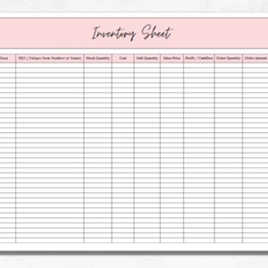Small Business Inventory Sheet, Inventory Tracker, Product Inventory ...