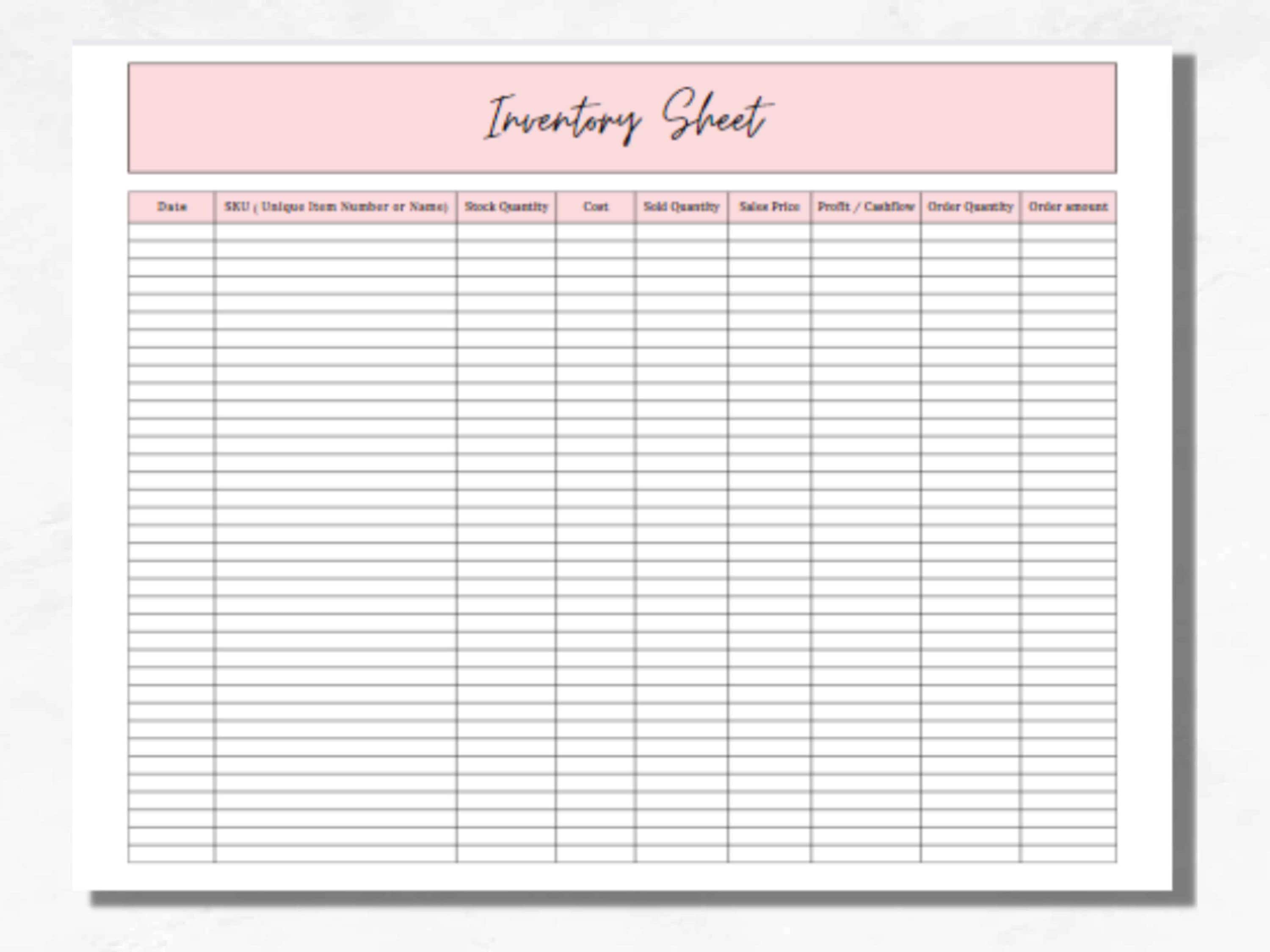 Small Business Inventory Sheet, Inventory Tracker, Product Inventory ...