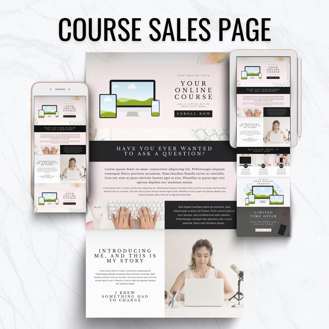 Course Sales Page Canva Template, Sales Page for Online Course, Course ...