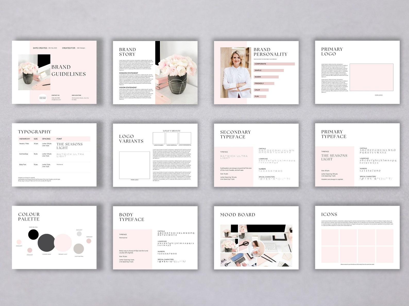 Canva Brand Guidelines Template Blush Pink, Brand Stategy Template ...