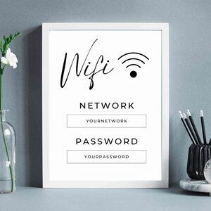 Minimlist Wifi Password Sign Template | Wifi Password Sign Printable ...