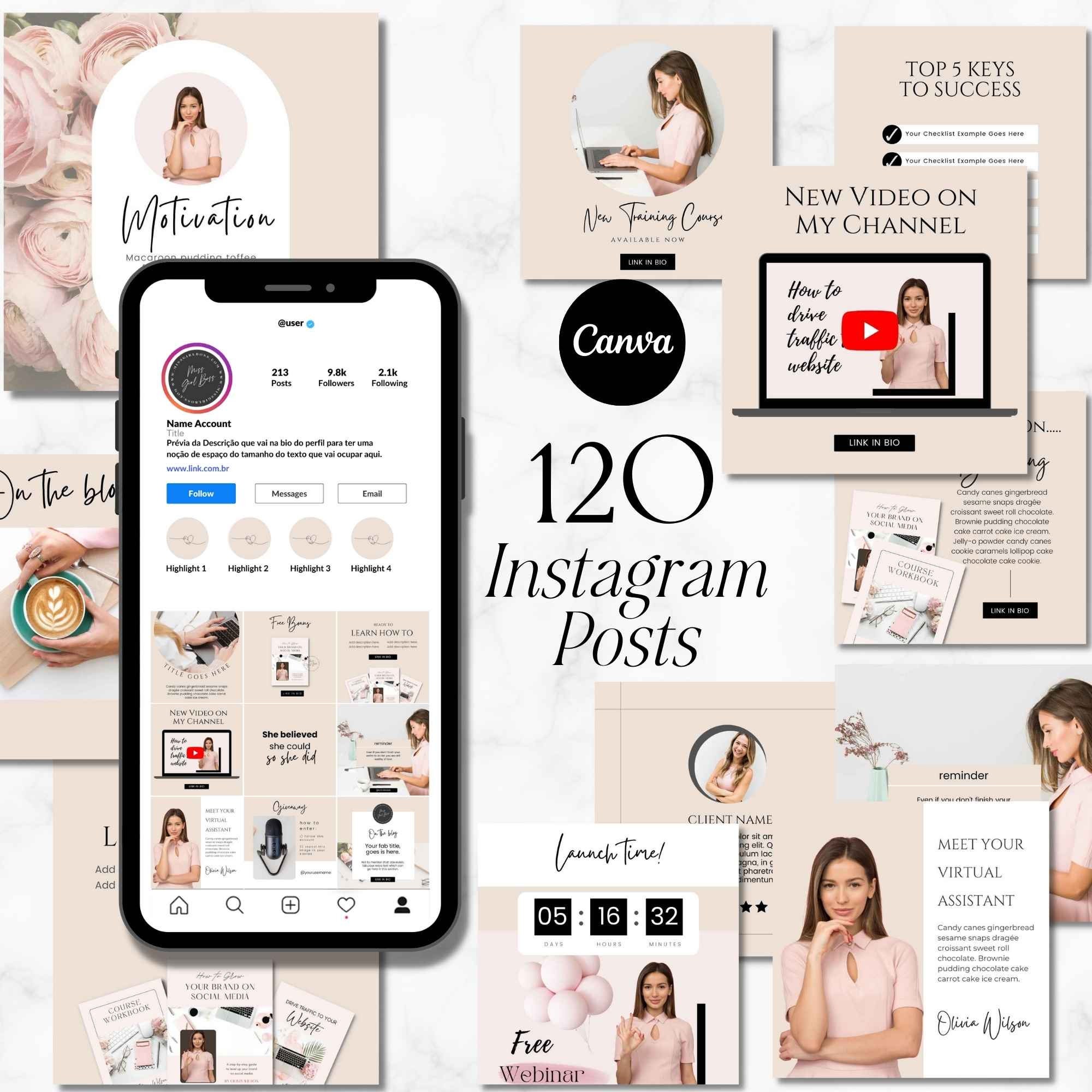 Feminine Instagram Post Templates in Neutral Color Perfect for Bloggers ...