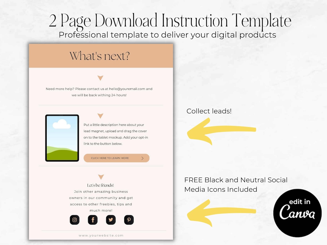 Canva Download Instructions Template, Etsy Digital Product Instructions ...