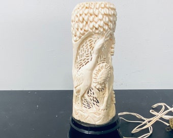 Indian Carved Bone Lamp - Etsy