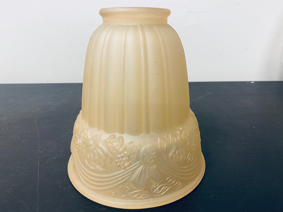 Vintage 5 Frosted Beige Glass Embossed Floral Light Shade 2 Fitter - Etsy